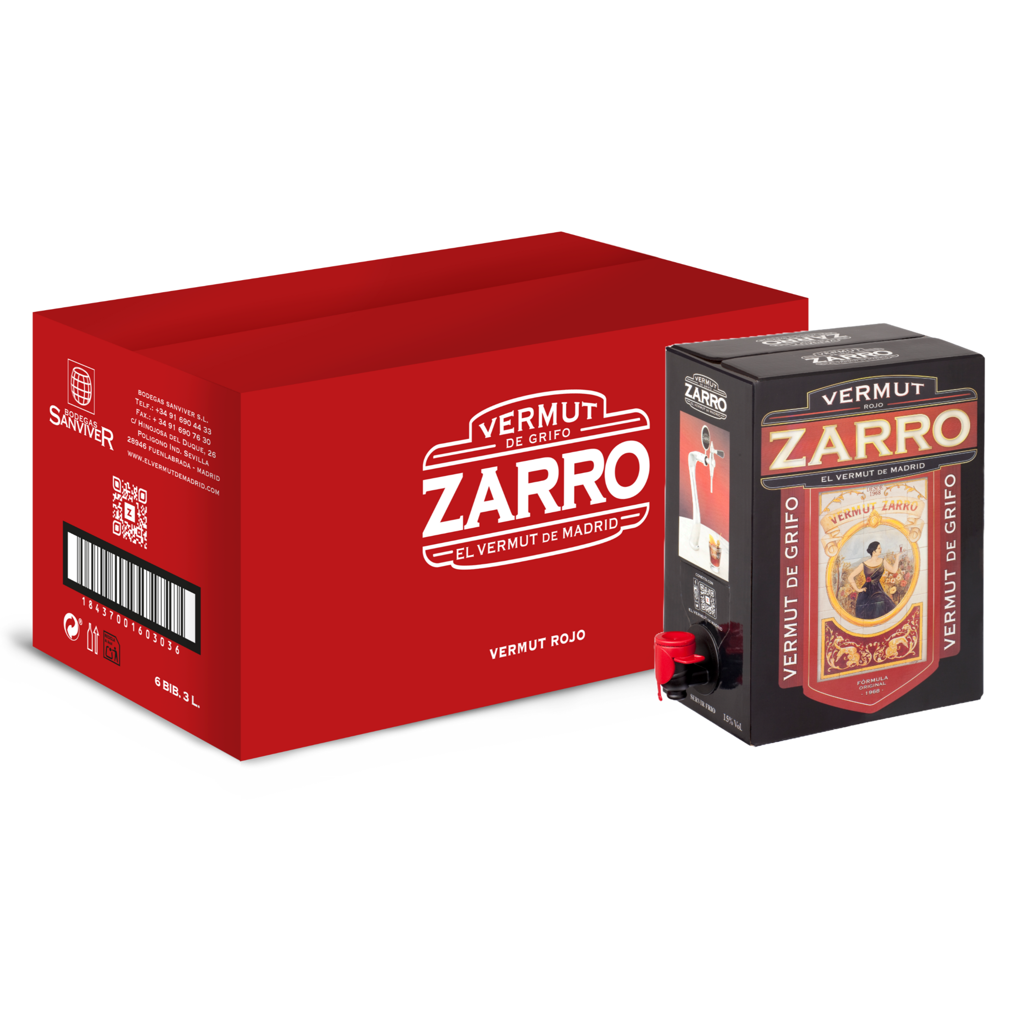 Zarro Rojo, pack de 6 de BIB 3L - Tienda El Vermut de Madrid – Tienda Zarro